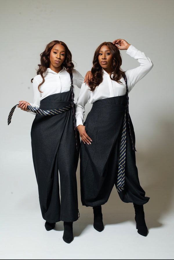 One Shoulder Tie Effect Drape Overalls – ELEVATE & Co.